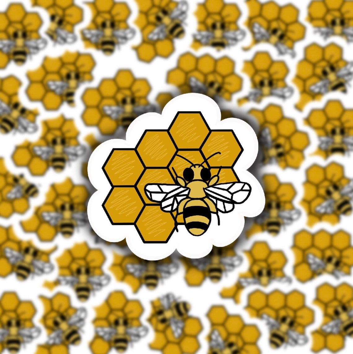 Bee on a Honeycomb Sticker Die-cut Not Waterproof | Etsy