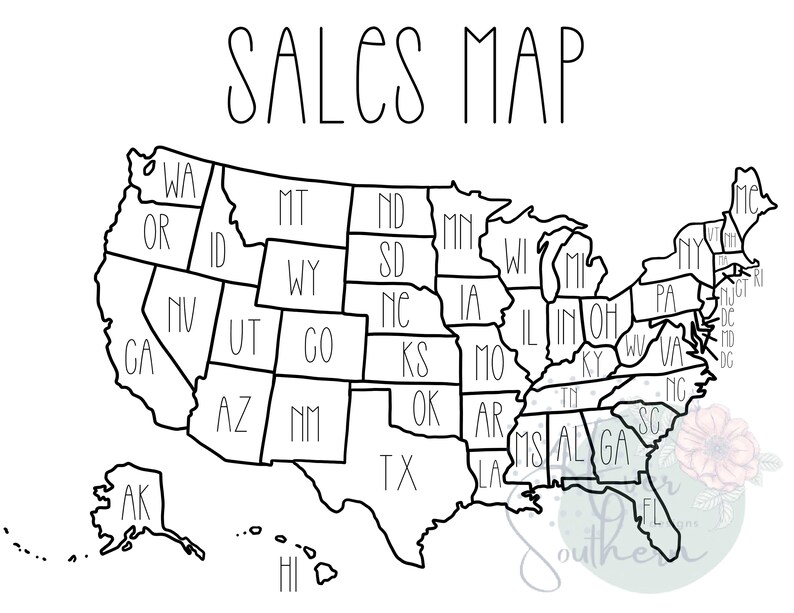 Sales Map Tracker Coloring Map Goal Map Sell Tracker | Etsy