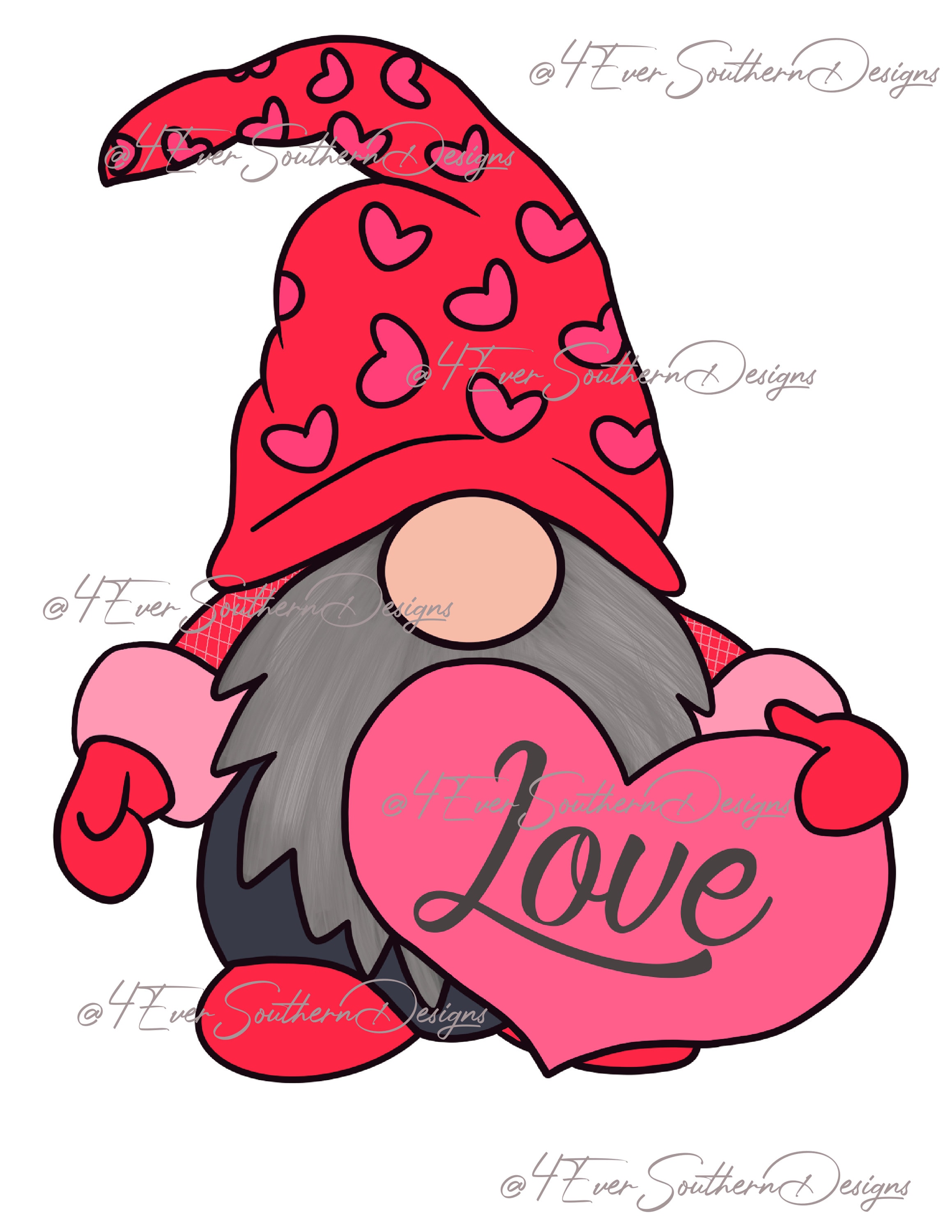 Valentine's Day Gnome, Love Heart, Sublimation Design (PNG, Digital ...