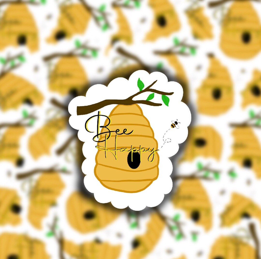Bee Happy Bee Hive Sticker, Die-cut, Waterproof - Etsy