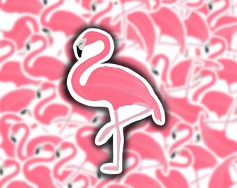 Pink Flamingo Holographic Sticker Dye-cut Waterproof Tropical Bird Gift ...