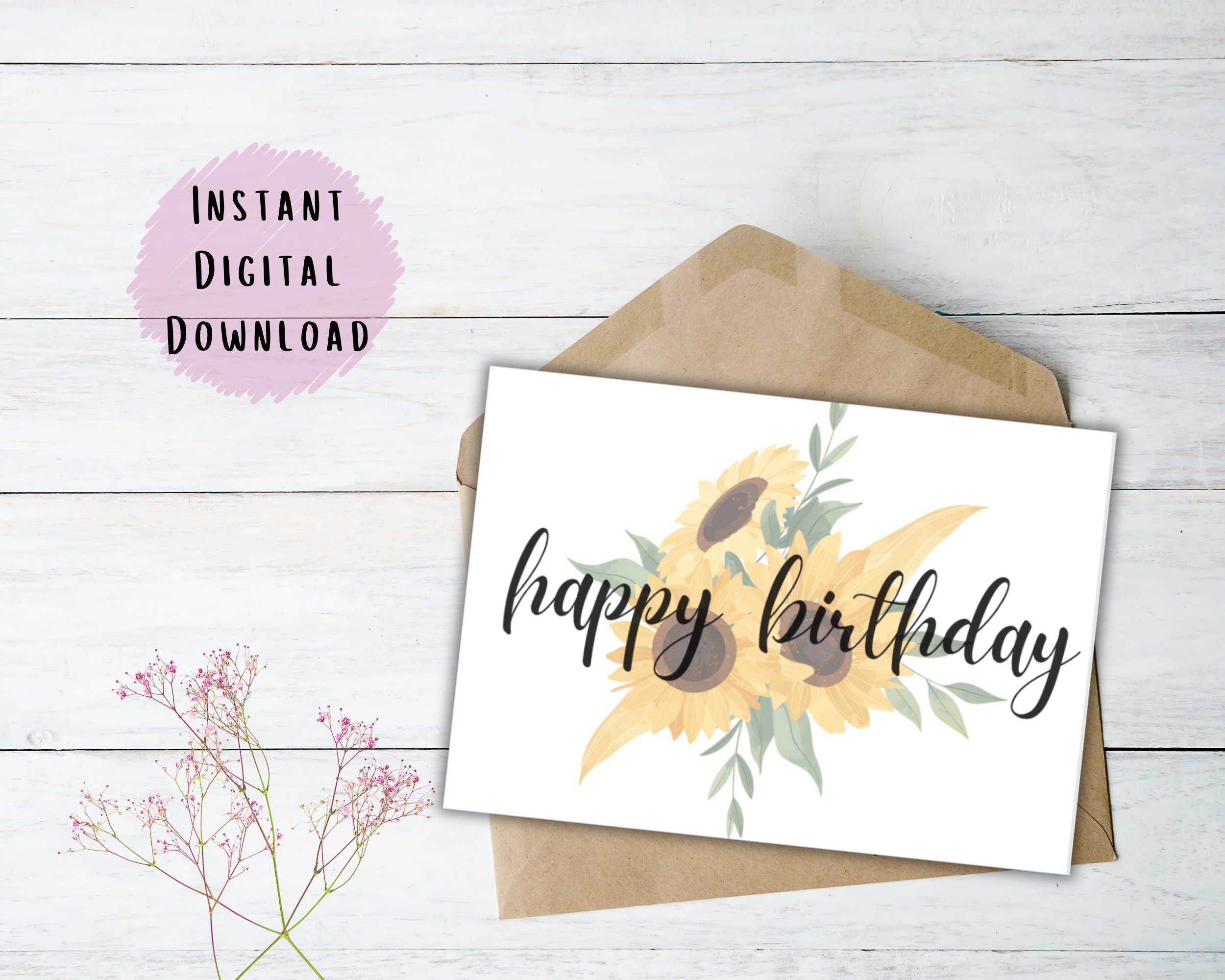 Printable Birthday Card for Her/ Boho Birthday Downloadable Card ...