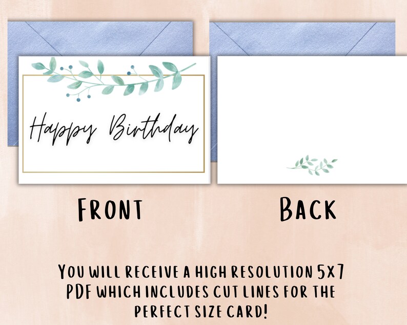 Printable Birthday Card, Boho Birthday Downloadable Card/ Print at Home ...