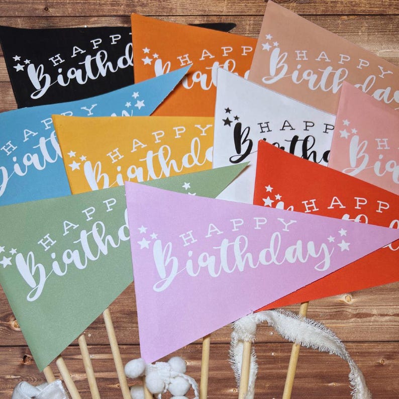 Happy Birthday Pennant Flag Printable Set, Multi-color Variety ...