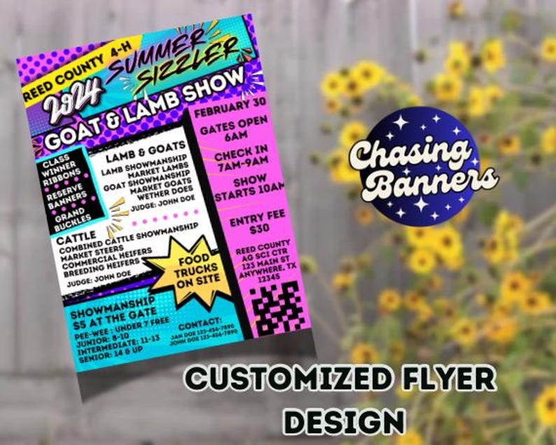 Customized Flyer Design Stock Show Livestock Sign Jackpot Fair Steer ...