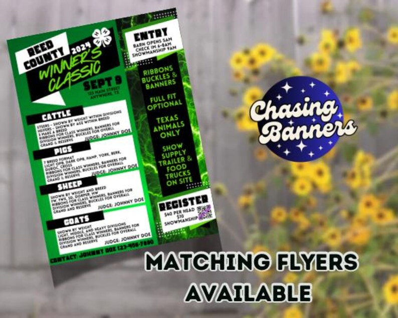 Custom Vinyl Design Stock Show Banner | Steer, Heifer, Goat, Lamb, Pig ...