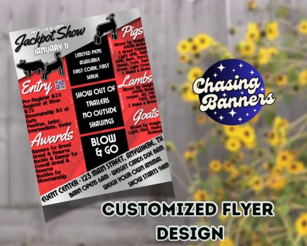 Customized Flyer Design Stock Show Livestock Sign Jackpot Fair Steer ...