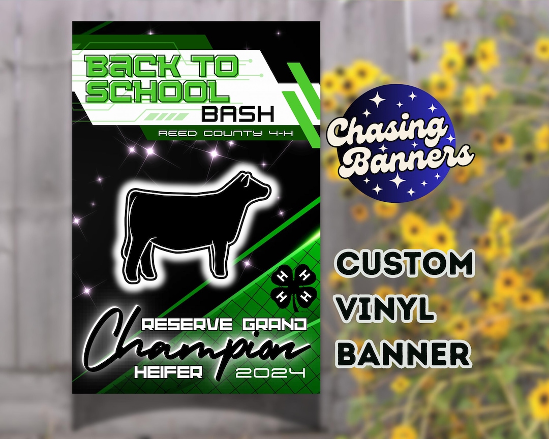 Custom Vinyl Design Stock Show Banner | Stall Sign Steer, Heifer, Goat ...