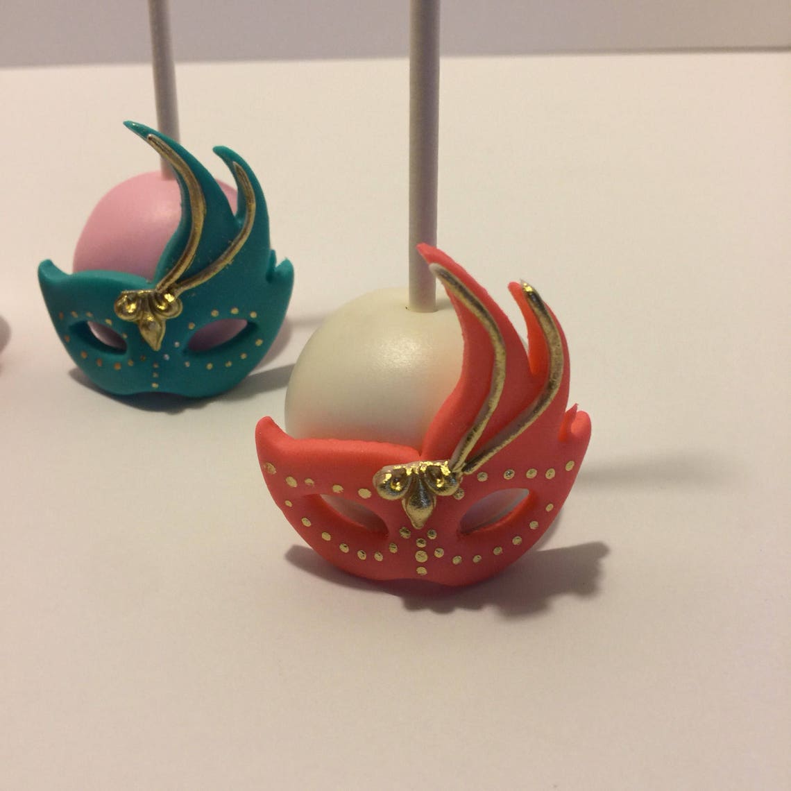 Masquerade Masks for Cake Pops-colors: Coral Purple Teal - Etsy