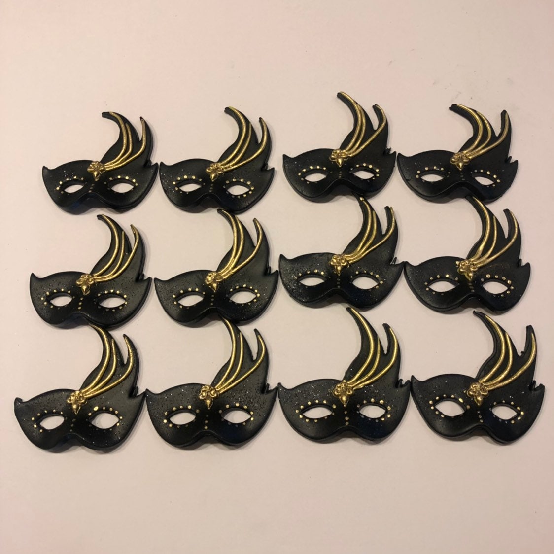 Masquerade Masks Cupcake Toppers-black With Gold Design - Etsy