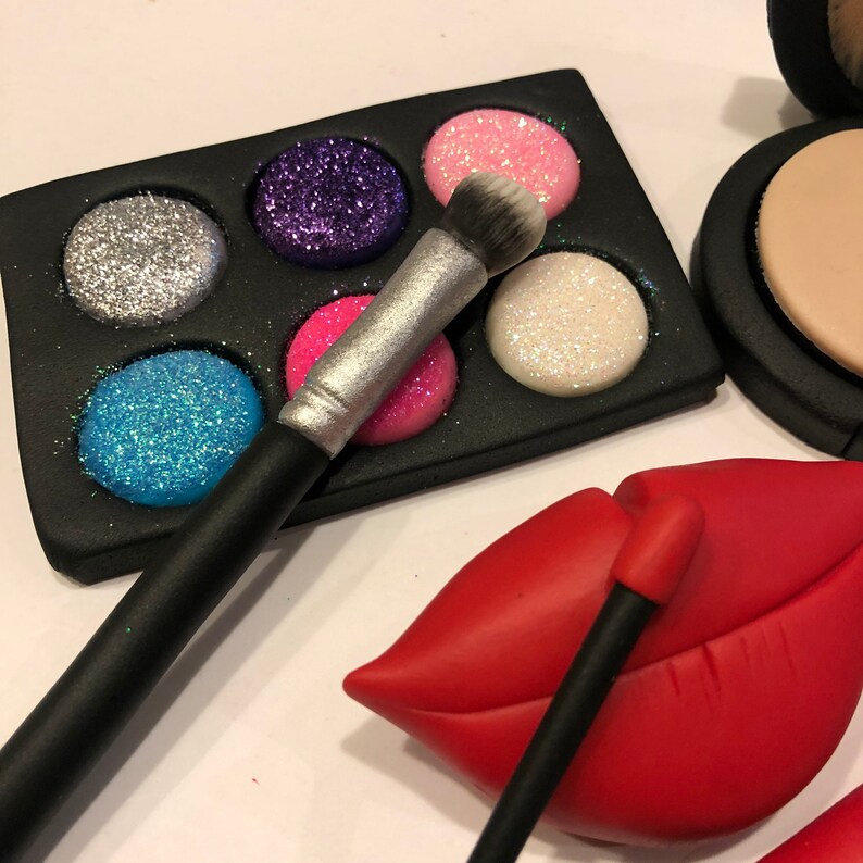 Personalized makeup cake topper set | Etsy