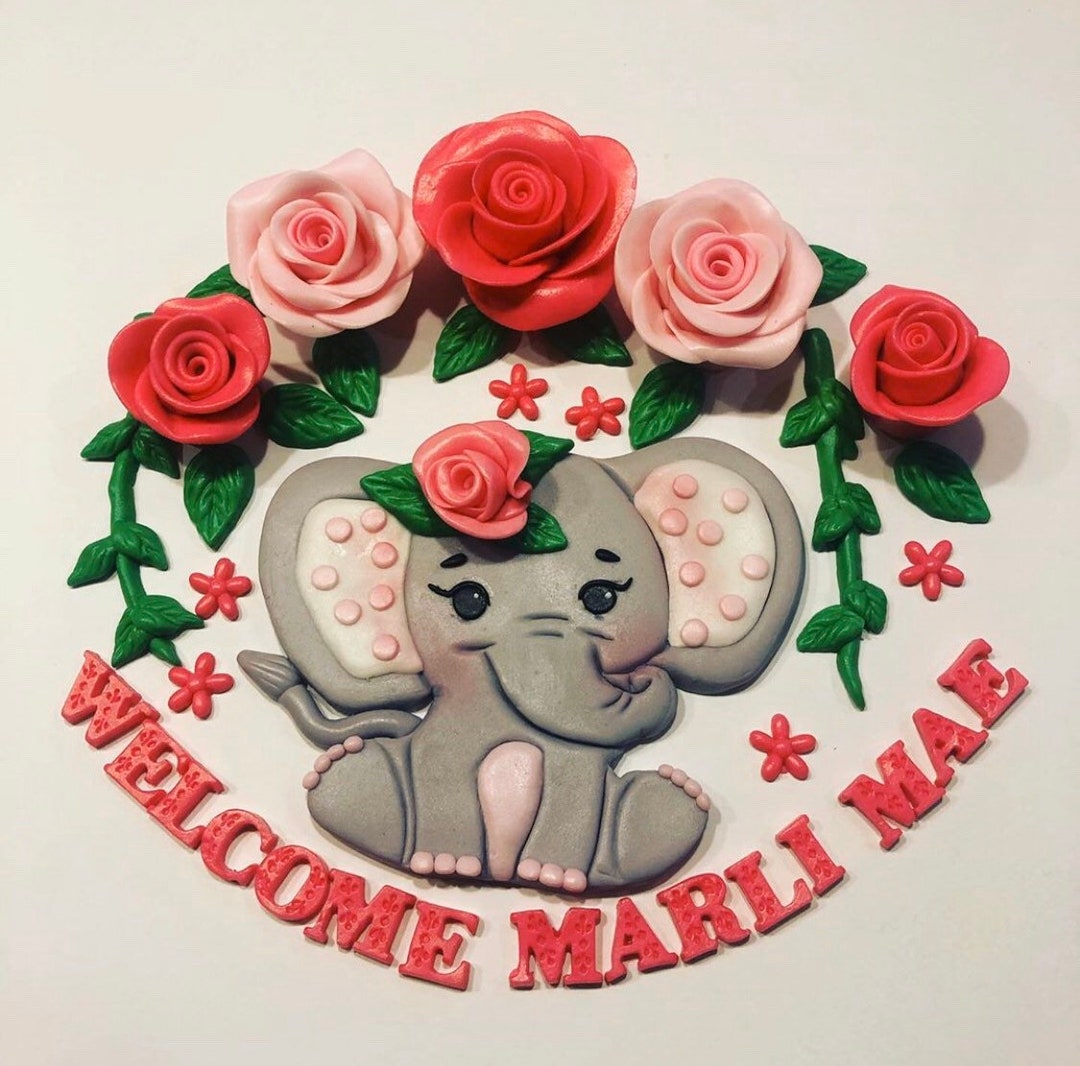Elephant Baby Shower Cake Topper Complete Set - Etsy