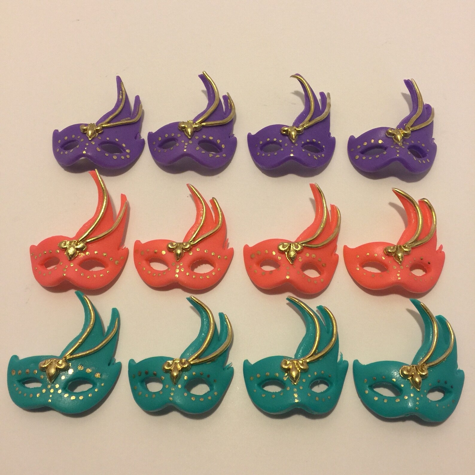 Masquerade Masks for Cake Pops-colors: Coral Purple Teal - Etsy