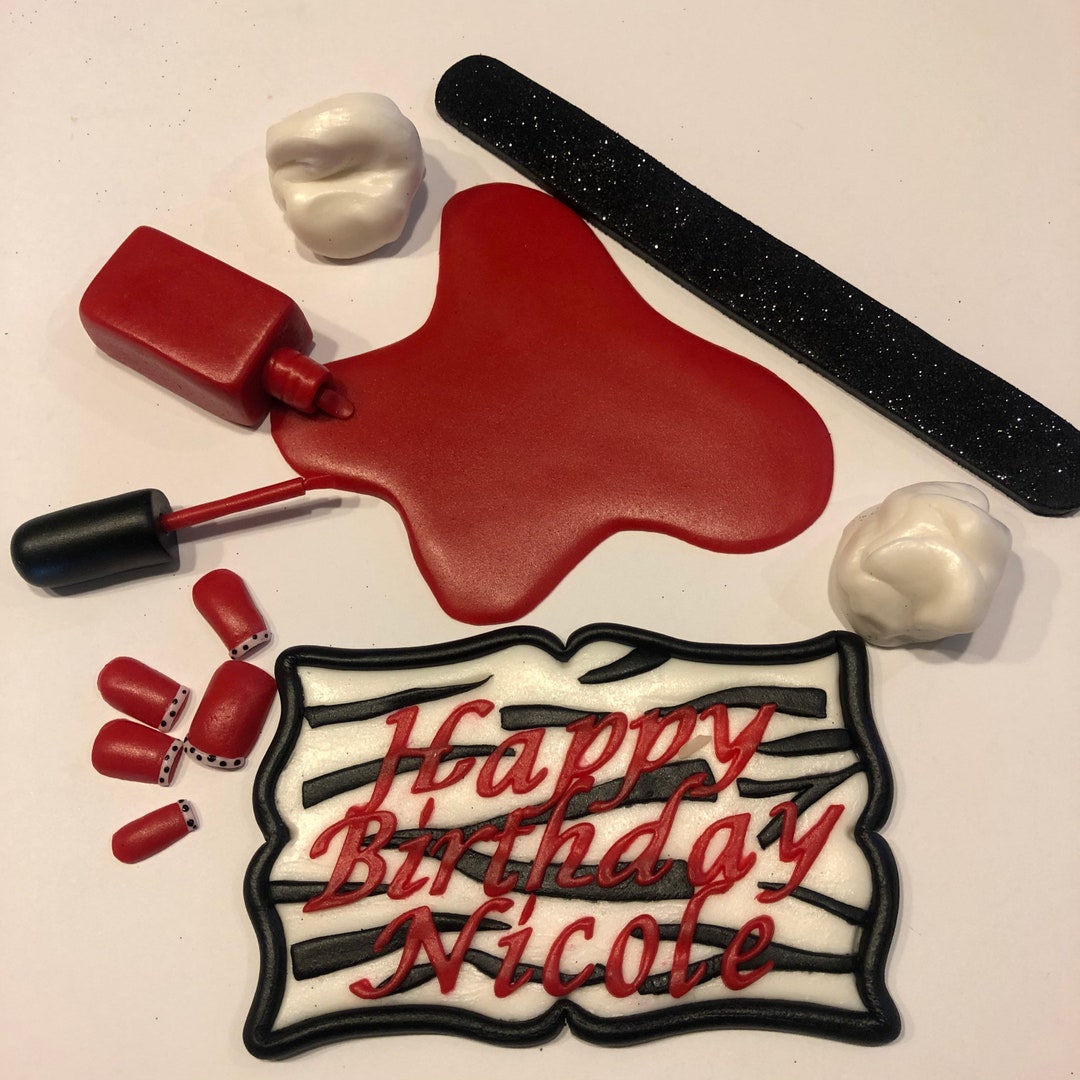 Nail Polish Splatter Cake Topper Set (red) - Etsy
