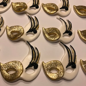 Maquerade Mask Cupcake Toppers Gold/white With Black - Etsy