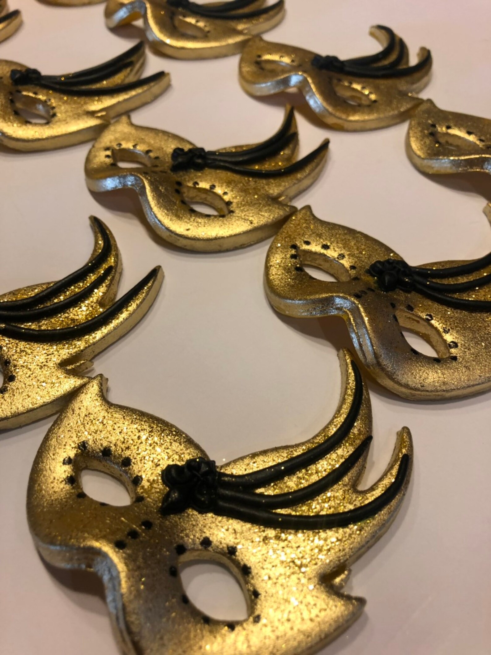 Masquerade Masks Cupcake Toppers Gold With Black Design - Etsy
