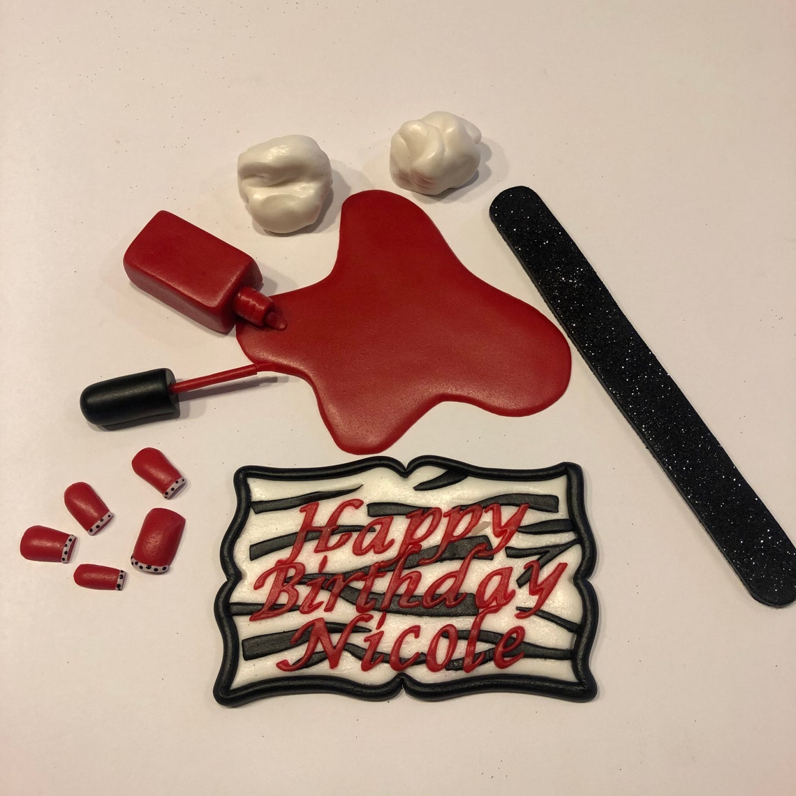 Nail Polish Splatter Cake Topper Set red | Etsy