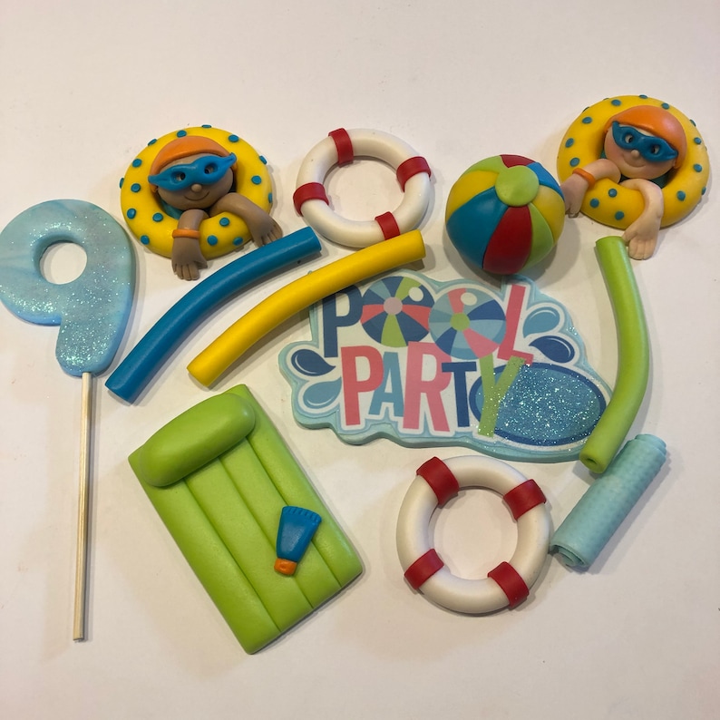 Pool Party Cake Topper Set - Etsy