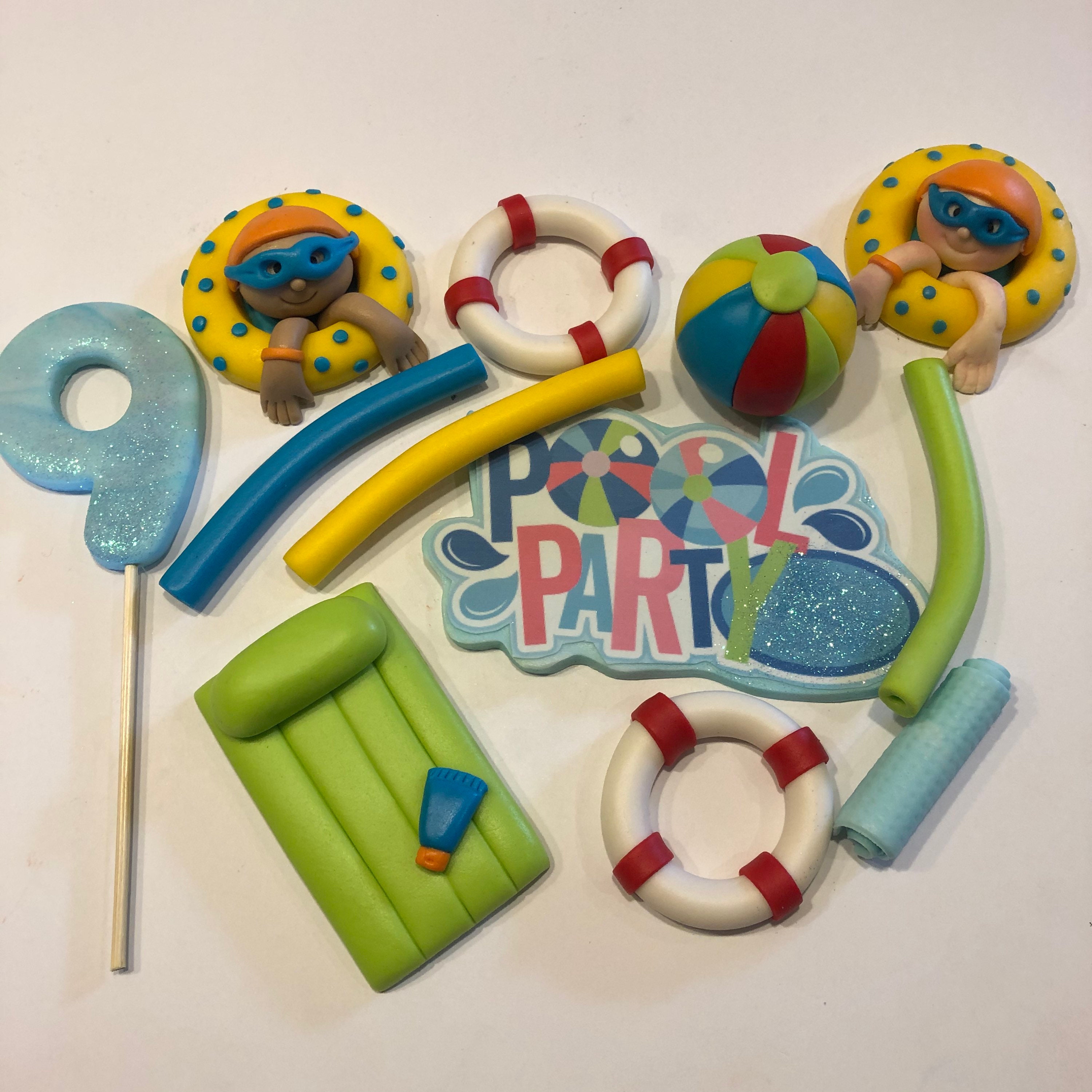 Pool Party Cake Topper Set - Etsy