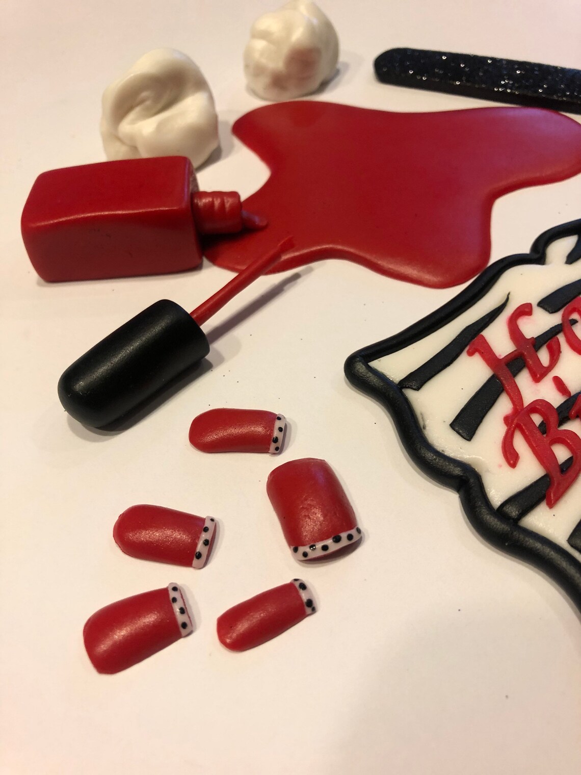 Nail Polish Splatter Cake Topper Set red | Etsy
