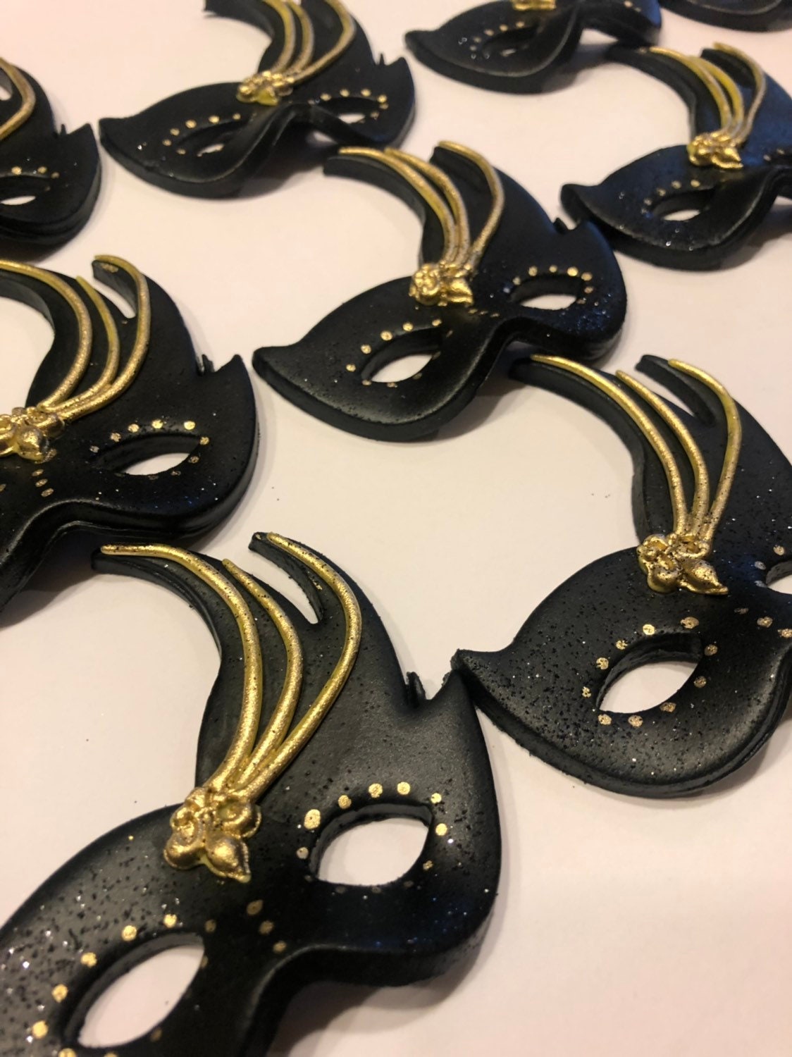 Masquerade Masks Cupcake Toppers-black With Gold Design - Etsy