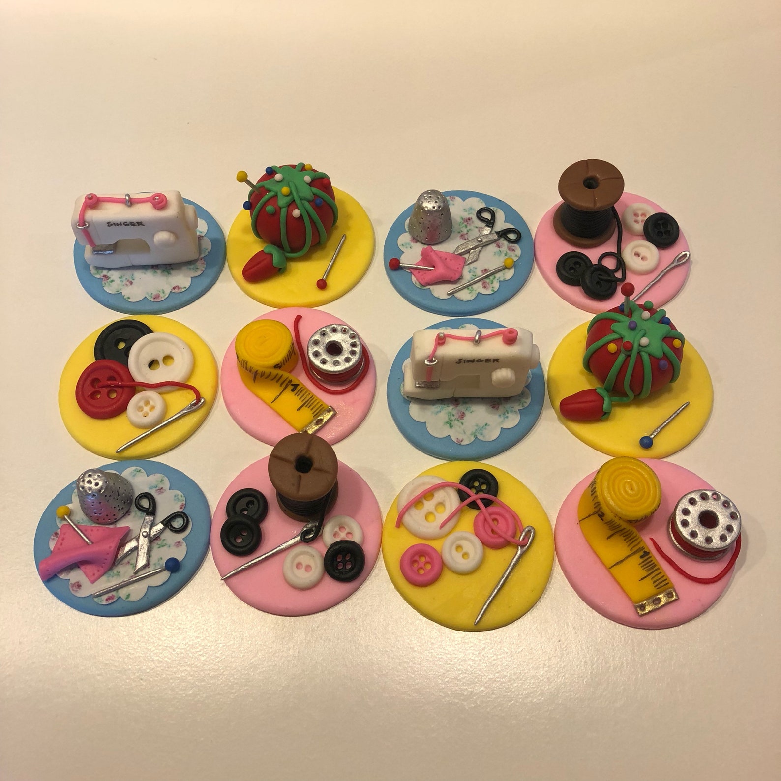 Sewing Cupcake Toppers-set of 12 - Etsy