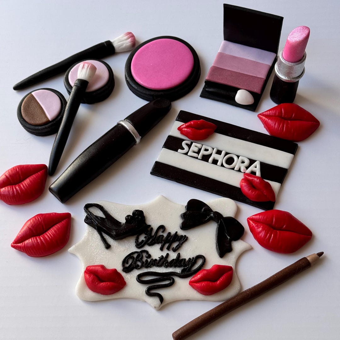 Edible Makeup Cake Topper Set - Etsy