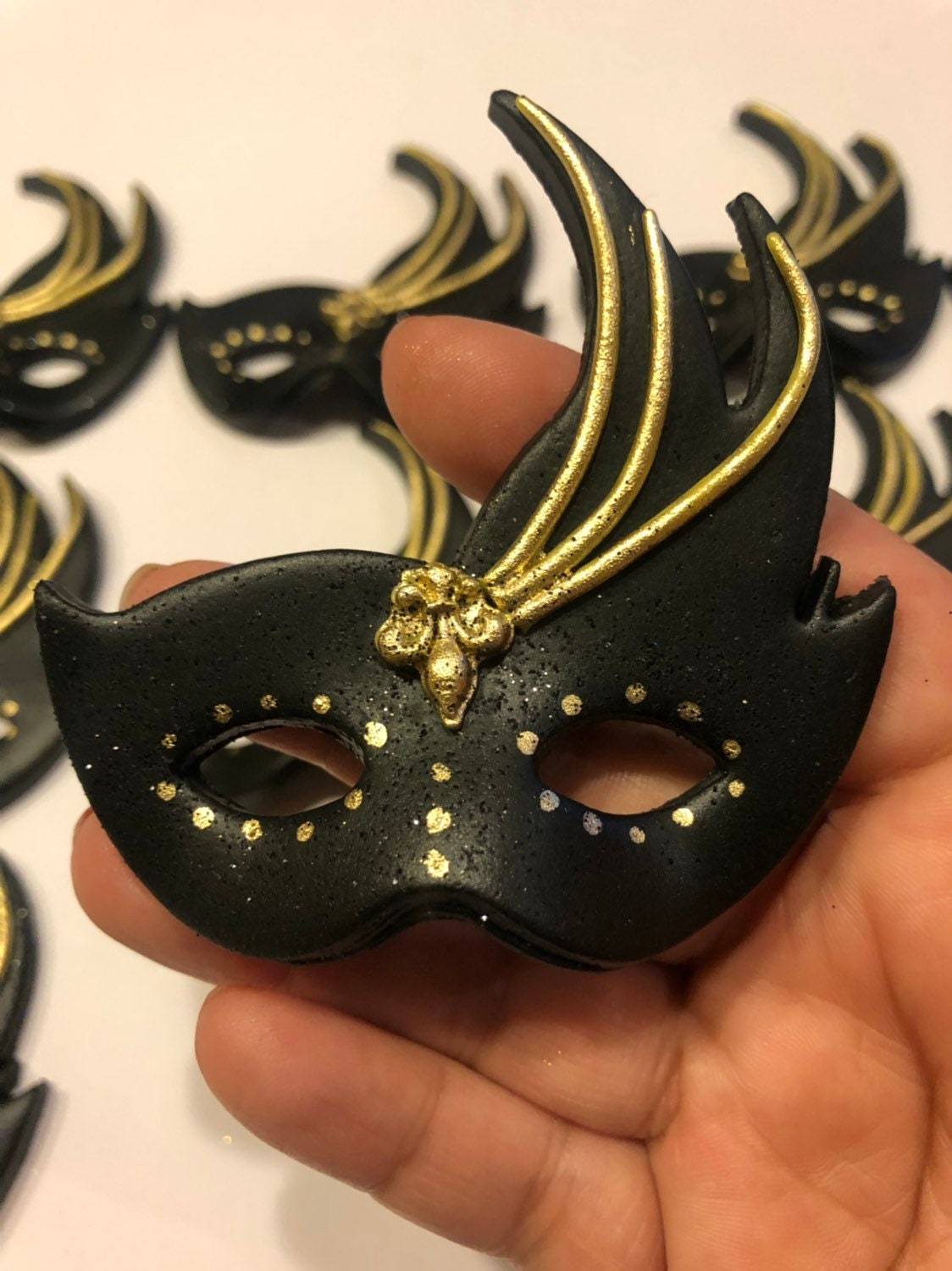 Masquerade Masks Cupcake Toppers-black With Gold Design - Etsy