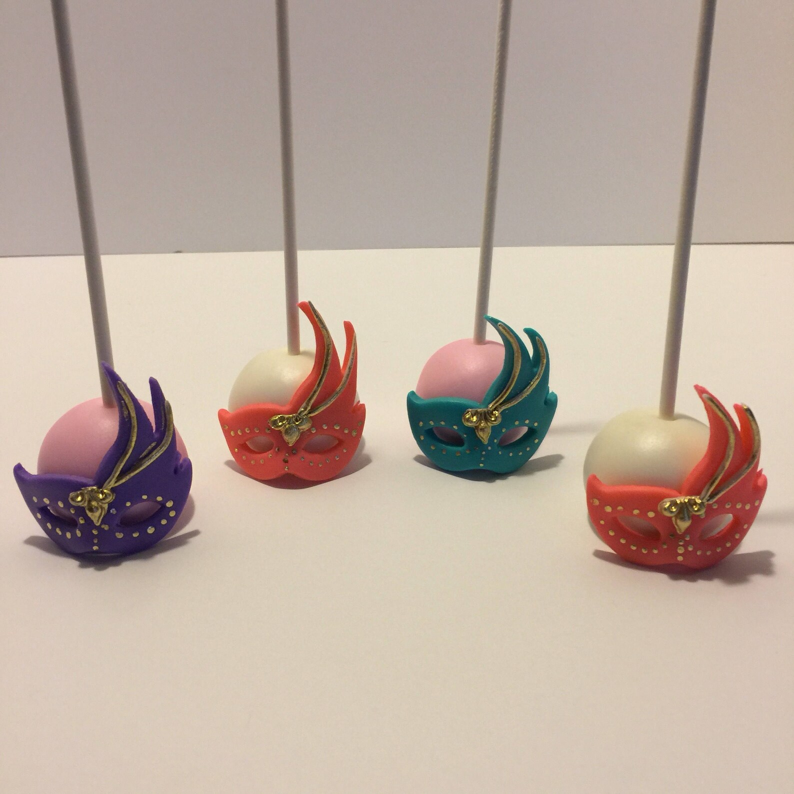 Masquerade Masks for Cake Pops-colors: Coral, Purple, Teal - Etsy