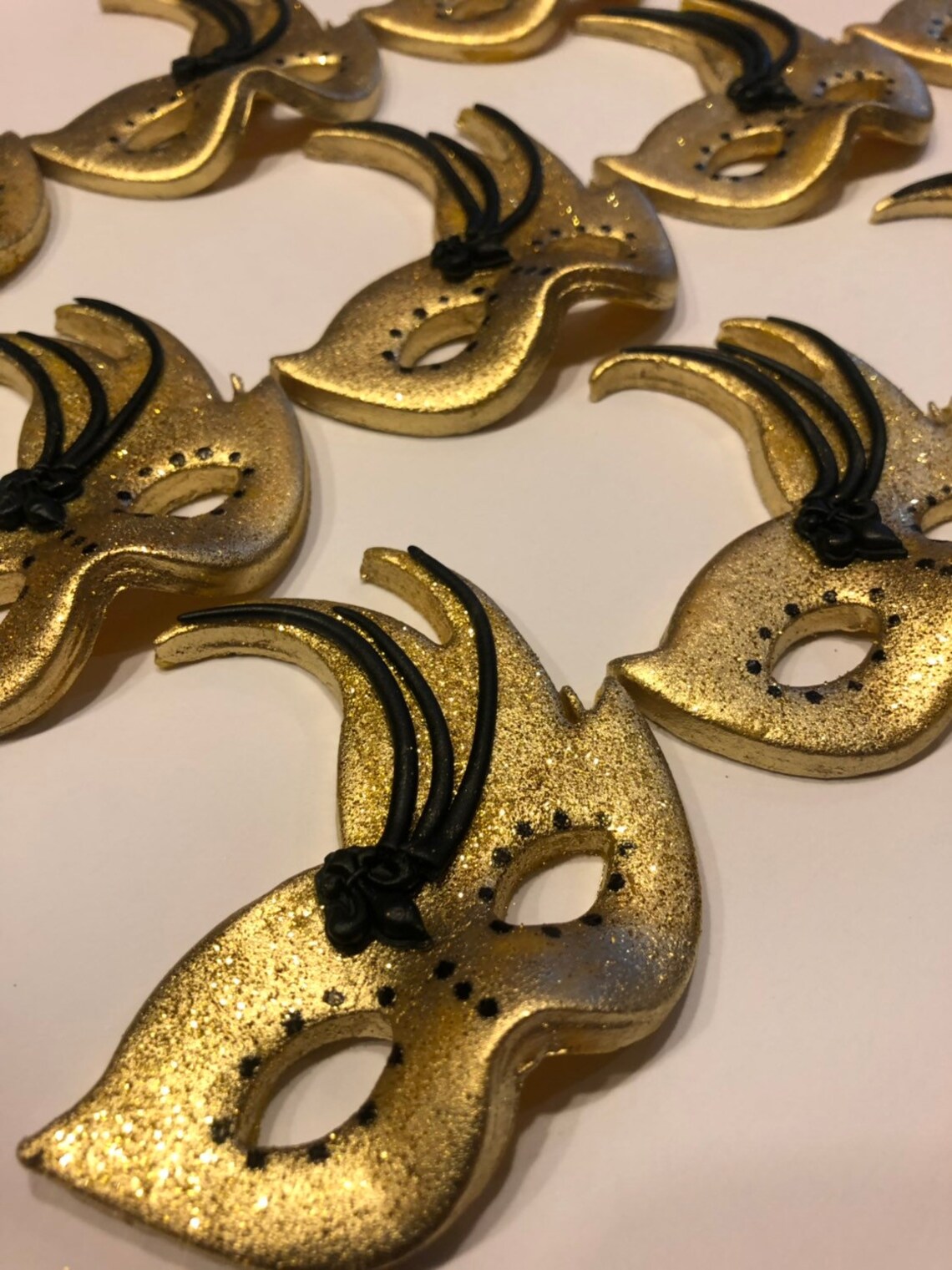 Masquerade Masks Cupcake Toppers- Gold With Black Design - Etsy