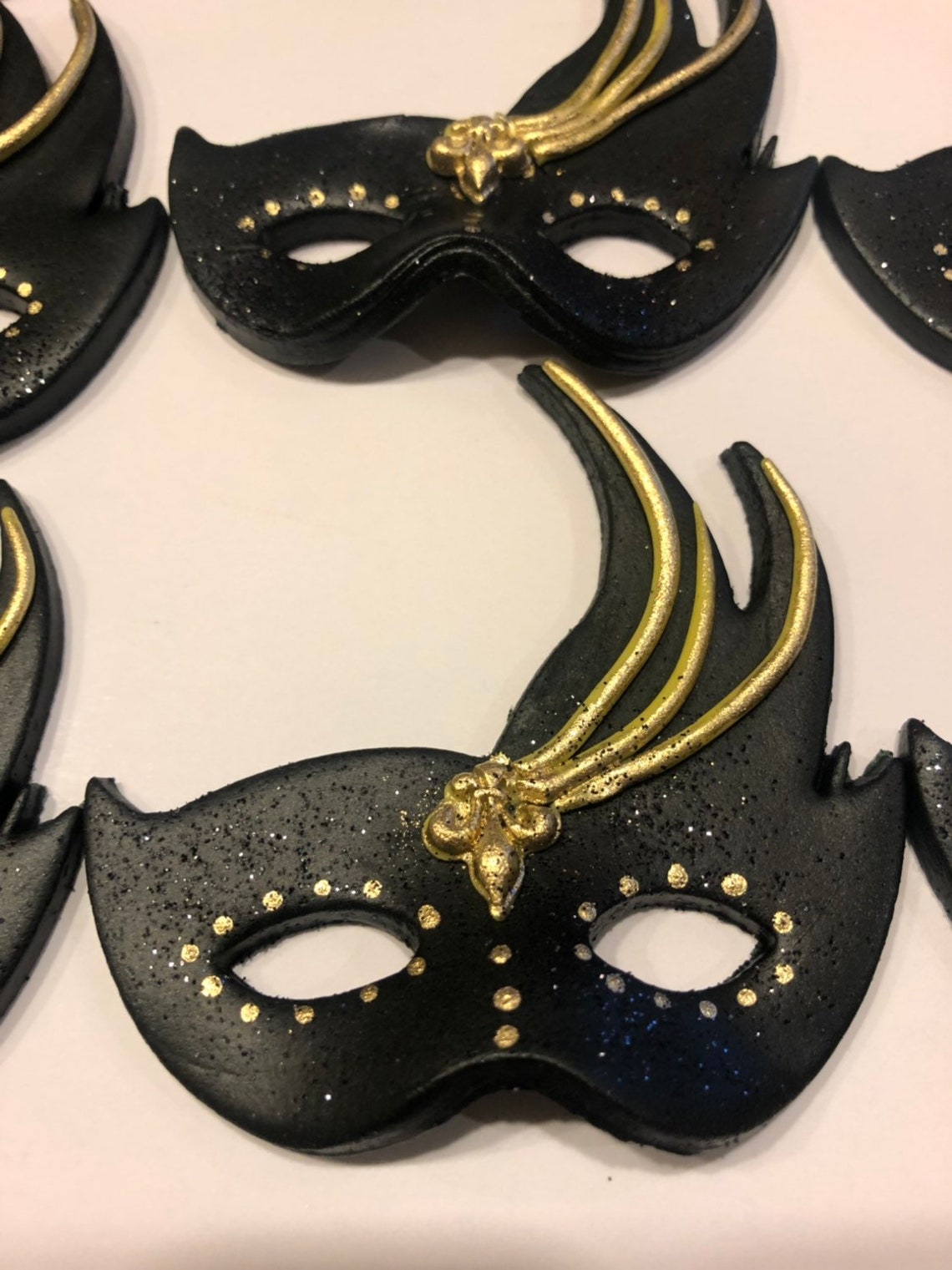 Masquerade Masks Cupcake Toppers-black With Gold Design - Etsy
