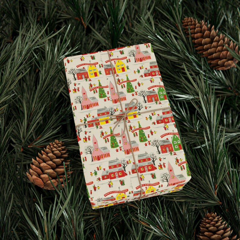 Vintage House Wrapping Paper, Christmas Gift Wrap Papers, Holiday ...