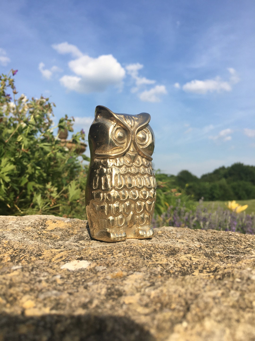 Vintage 3.75" Brass Owl Figurine, Brass Owl Sculpture, Brass Owl Statue ...