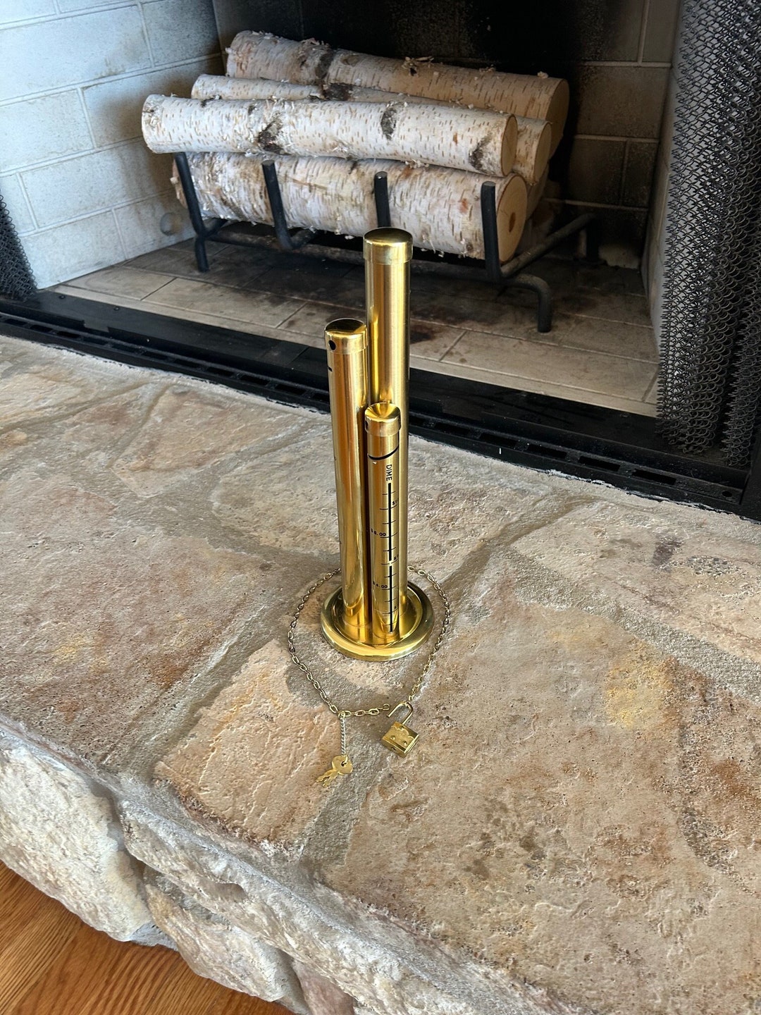 Vintage Gold Three Tower Coin Bank With Lock and Key, Metal Coin Bank ...