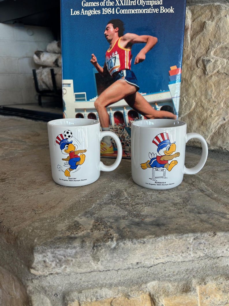 Vintage 1984 Olympic Games Mugs, Set of 2, Sports Memorabilia, 1984 ...