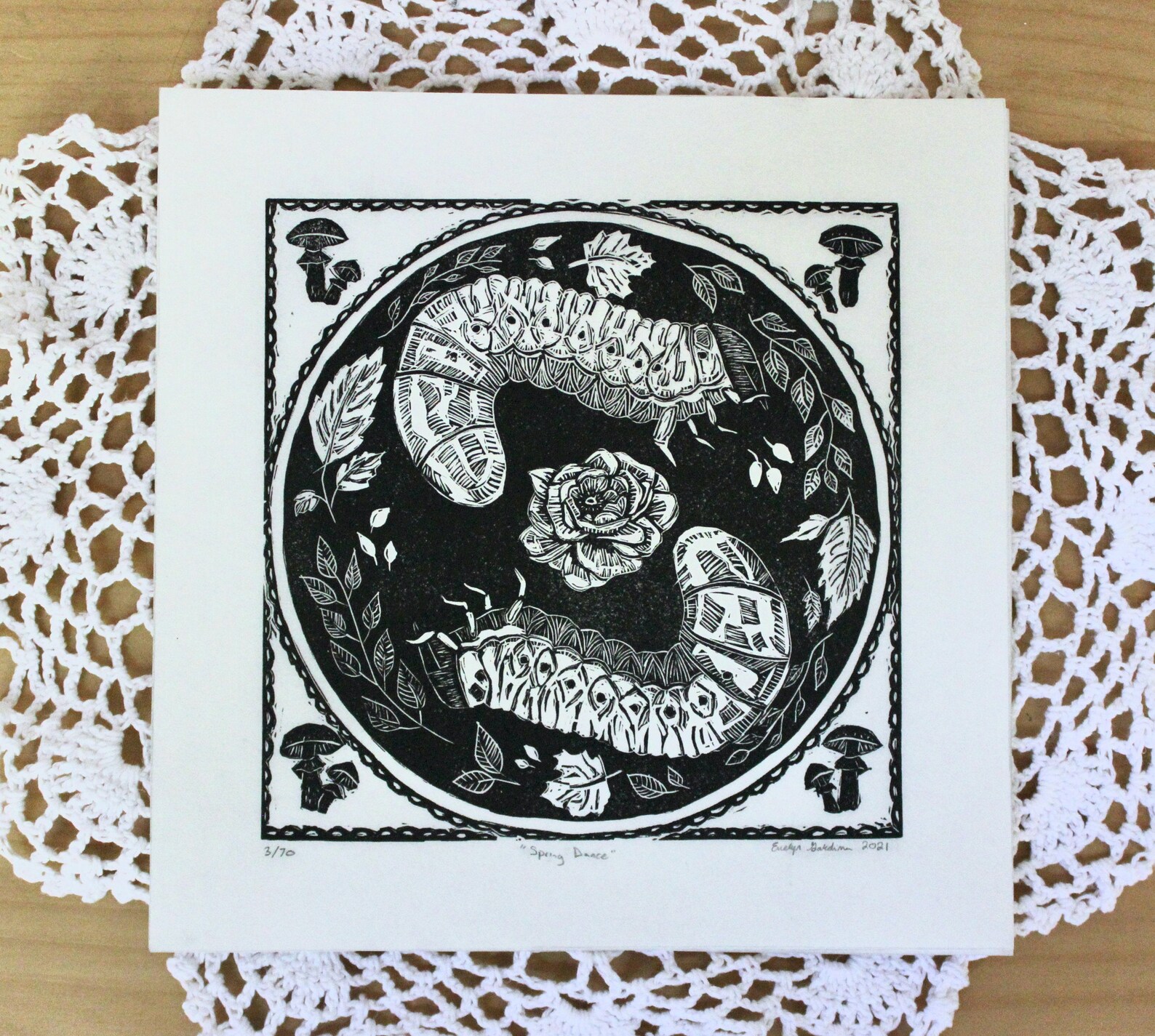 Limited Edition Original Linocut Print spring Dance Hand - Etsy