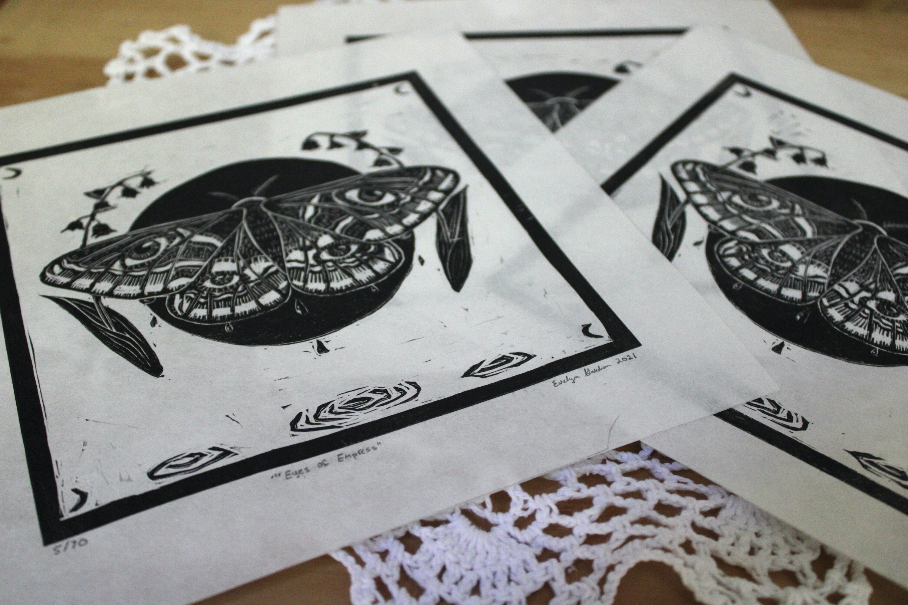 Limited Edition Original Linocut Print eyes of Empress - Etsy