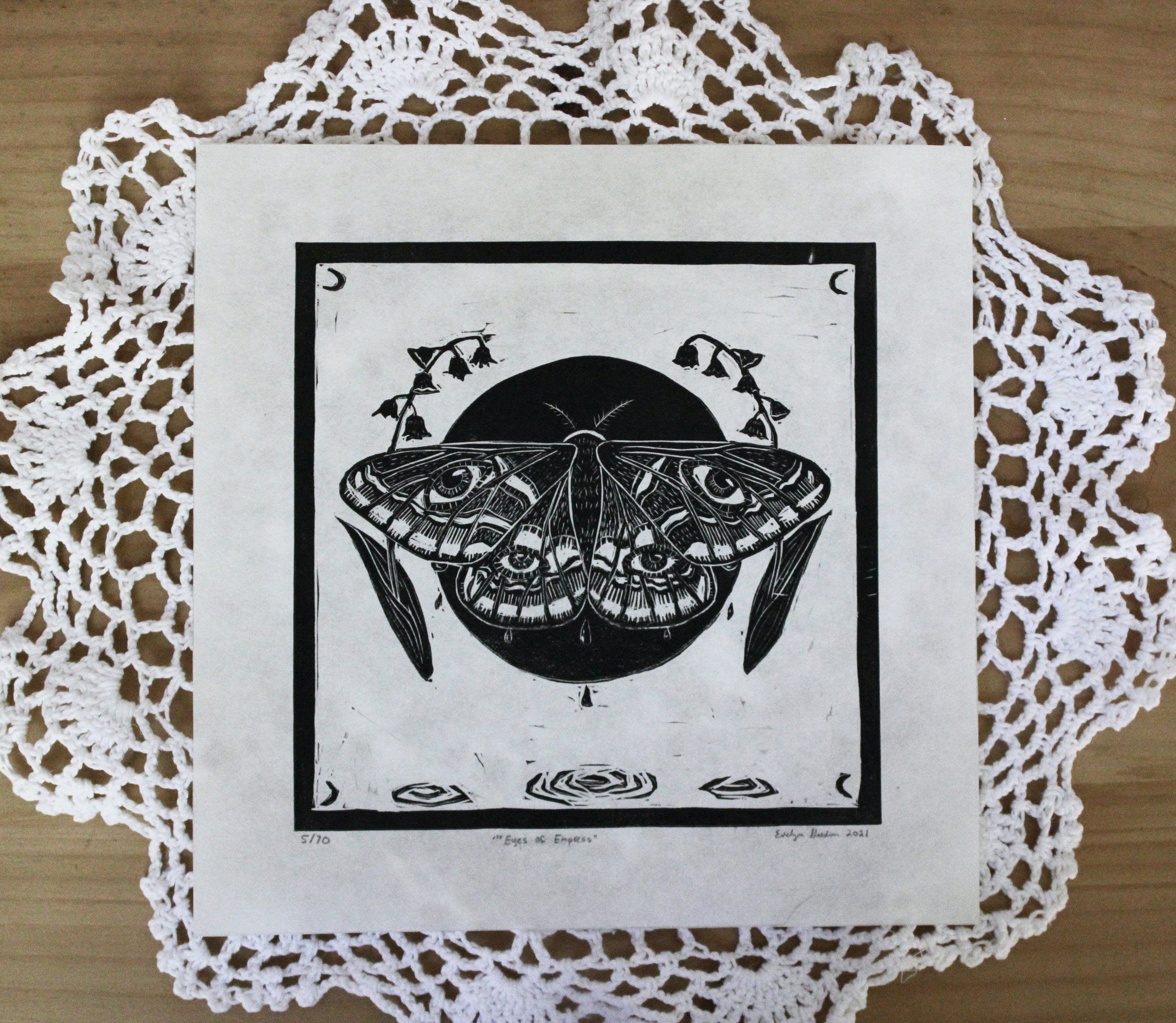 Limited Edition Original Linocut Print eyes of Empress - Etsy