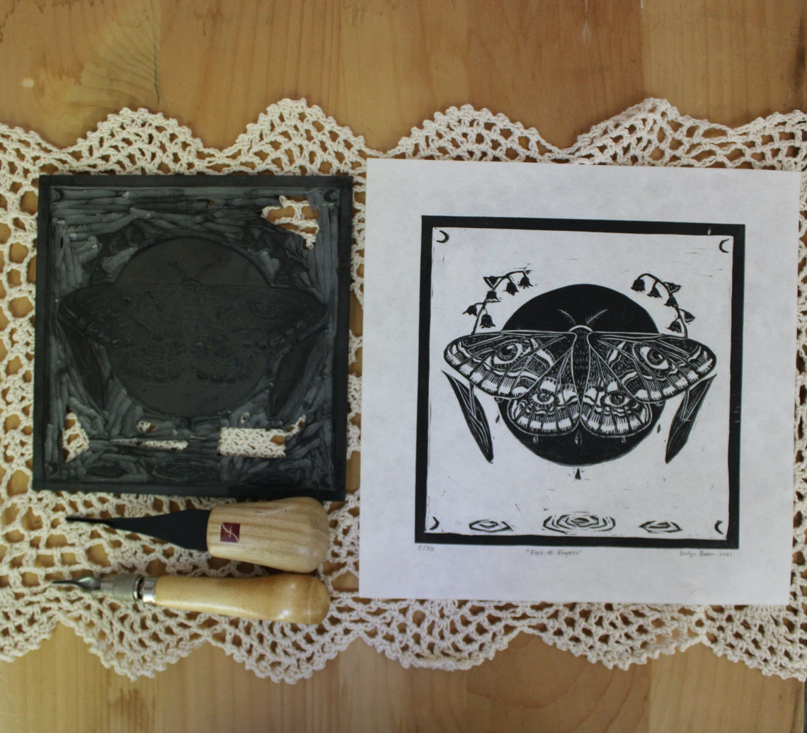 Limited Edition Original Linocut Print eyes of Empress - Etsy