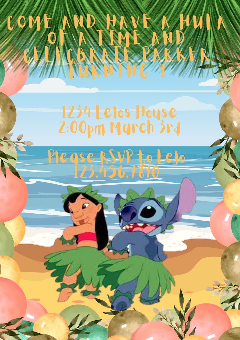 Lilo and Stitch Invitation - Etsy