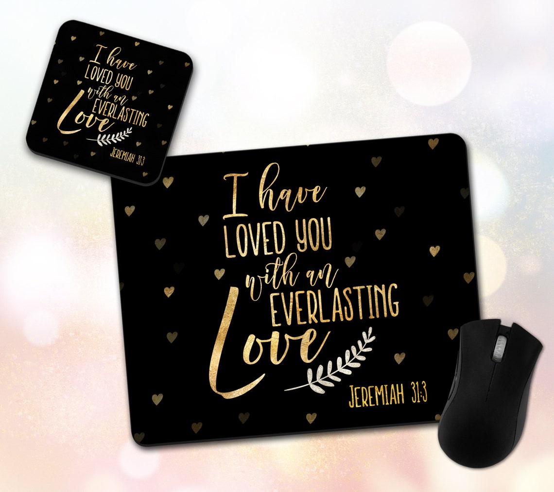 Bible Verse Mouse Pad and Coaster Set I Have Loved You With | Etsy