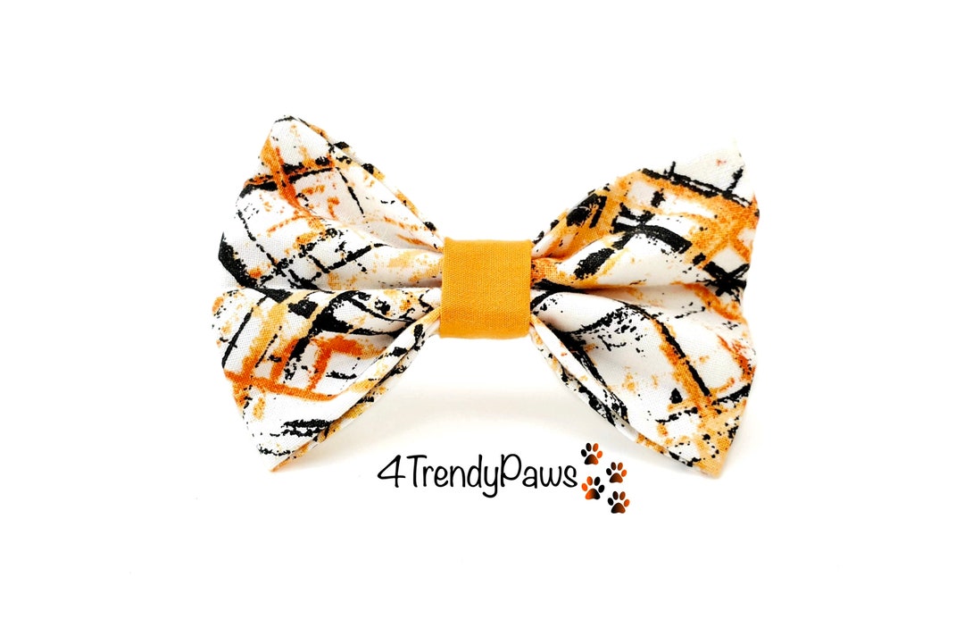 Fall Spray Paint Dog Bow, Halloween Dog Bow, Holiday Dog Bow, Orange ...