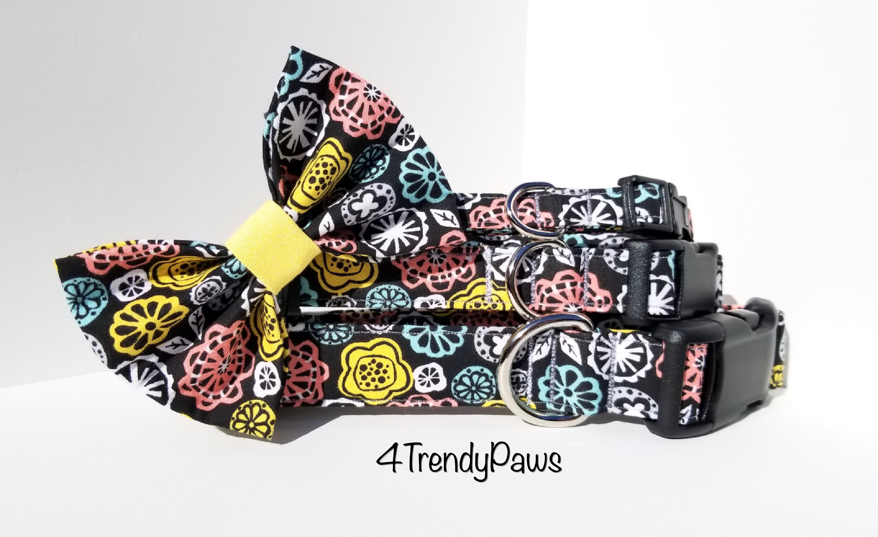 Retro Flowers Dog Collar Flowers Dog Collar Floral Dog | Etsy