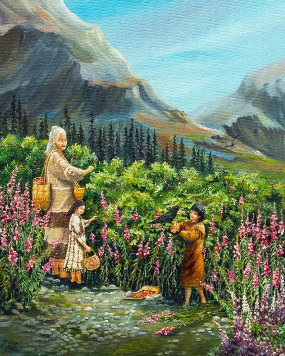 Salmon Berry Summer, Native American Art Prints, Alaska Native Made ...