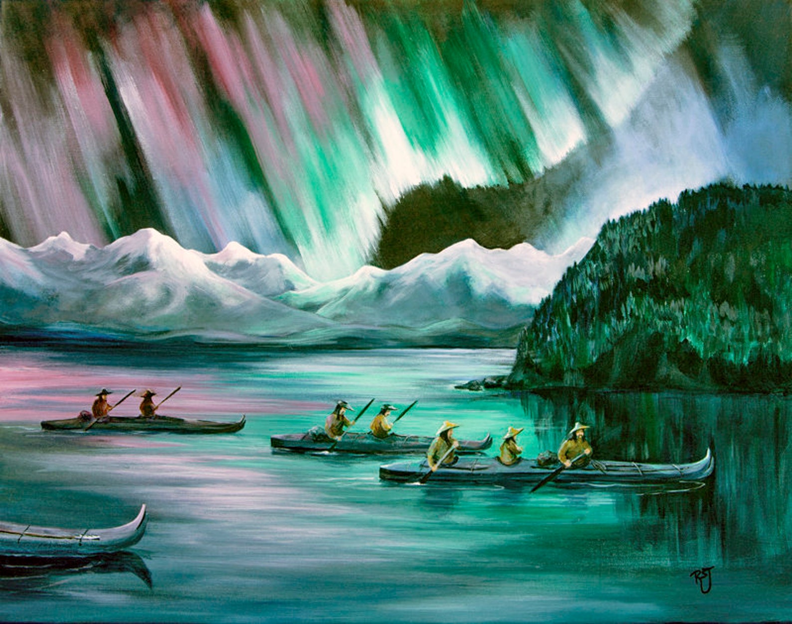 Northern lights Aurora Borealis Alaska Native art Alutiiq | Etsy