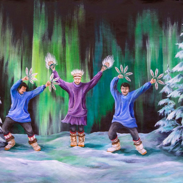 Northern Lights Native Painting - Etsy