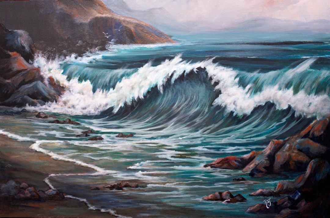 Crashing Waves, Seascape Painting, Coastal Paintings, Seascapes, Beach ...