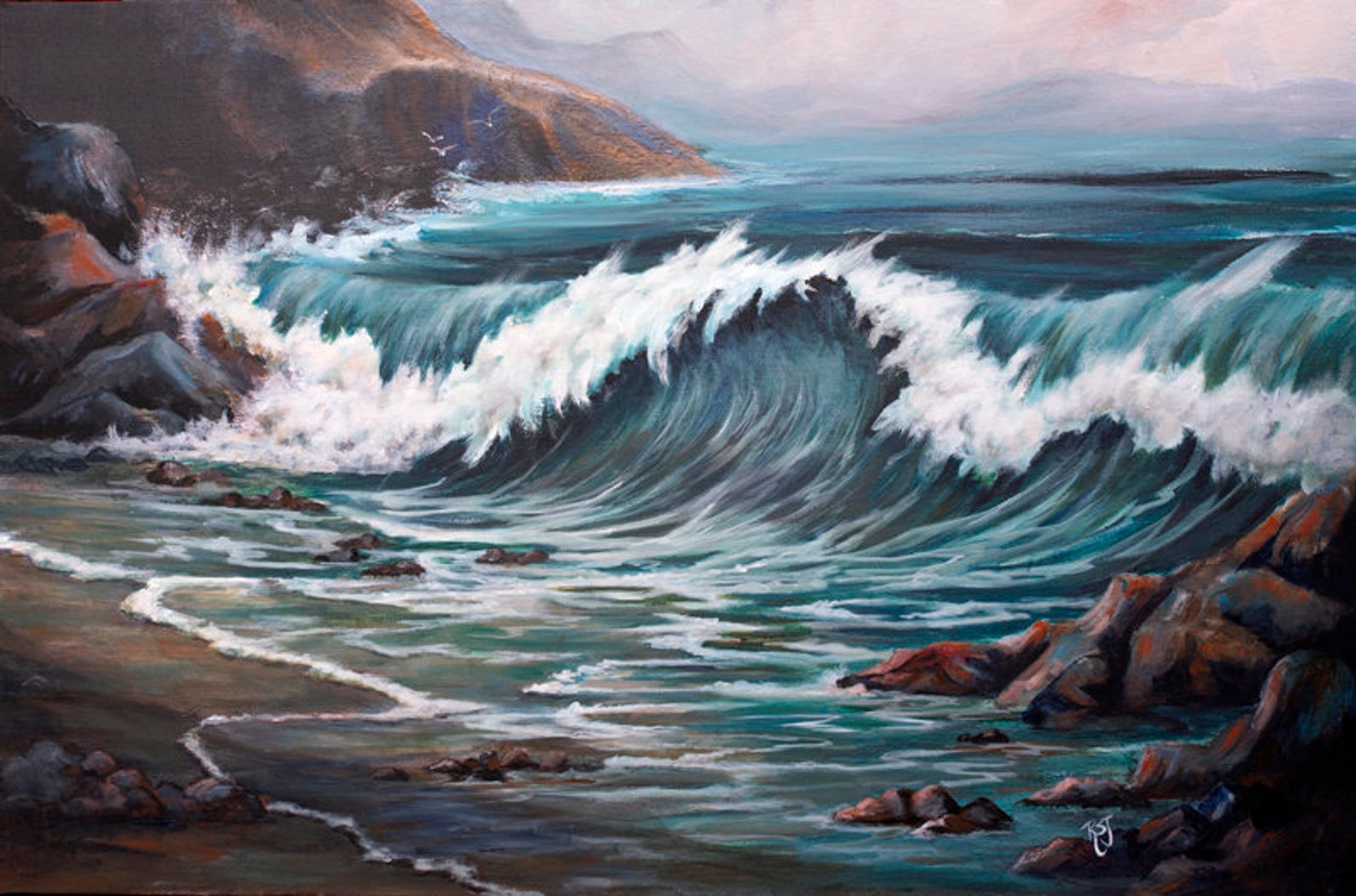 Crashing Waves, Seascape Painting, Coastal Paintings, Seascapes, Beach ...