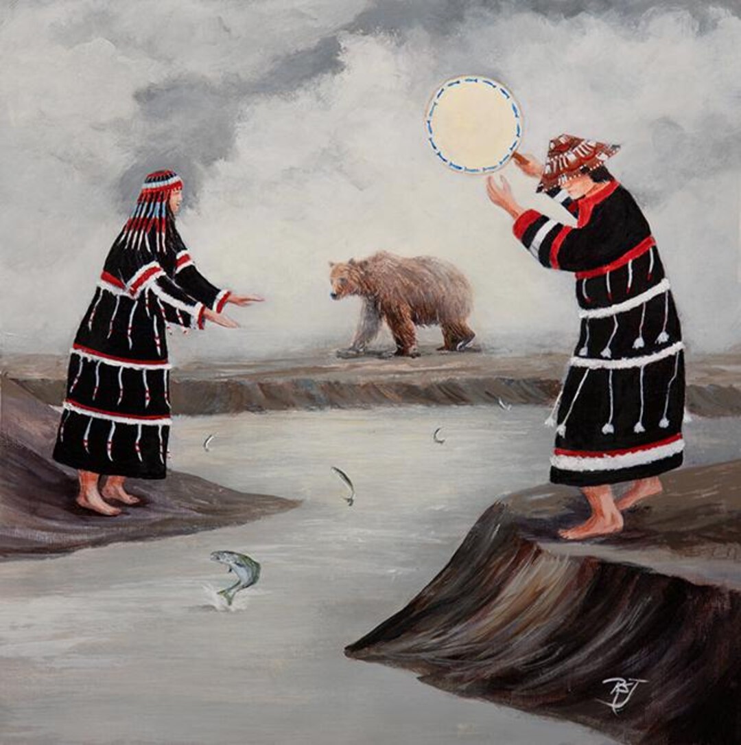 Alutiiq Dancers Art Print, Alaska Native Brown Bear Painting - Etsy