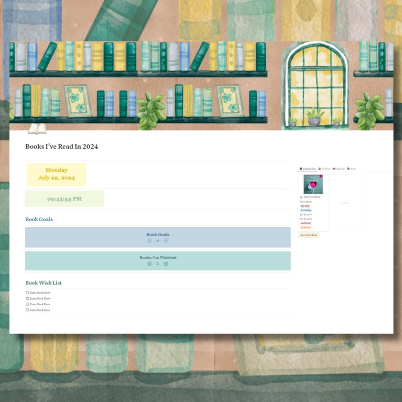 Book Tracker Notion Template Reading List Organizer Personal Book ...